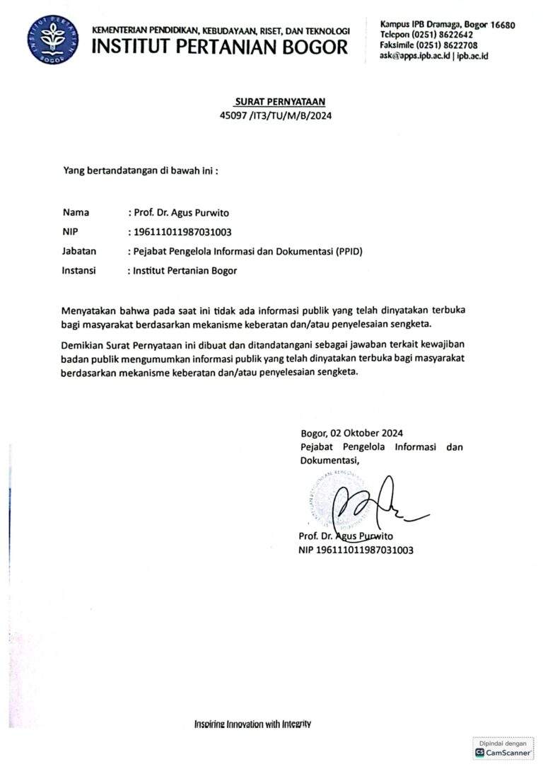 Surat Pernyataan terkait Mekanisme Keberatan dan atau Penyelesaian ...